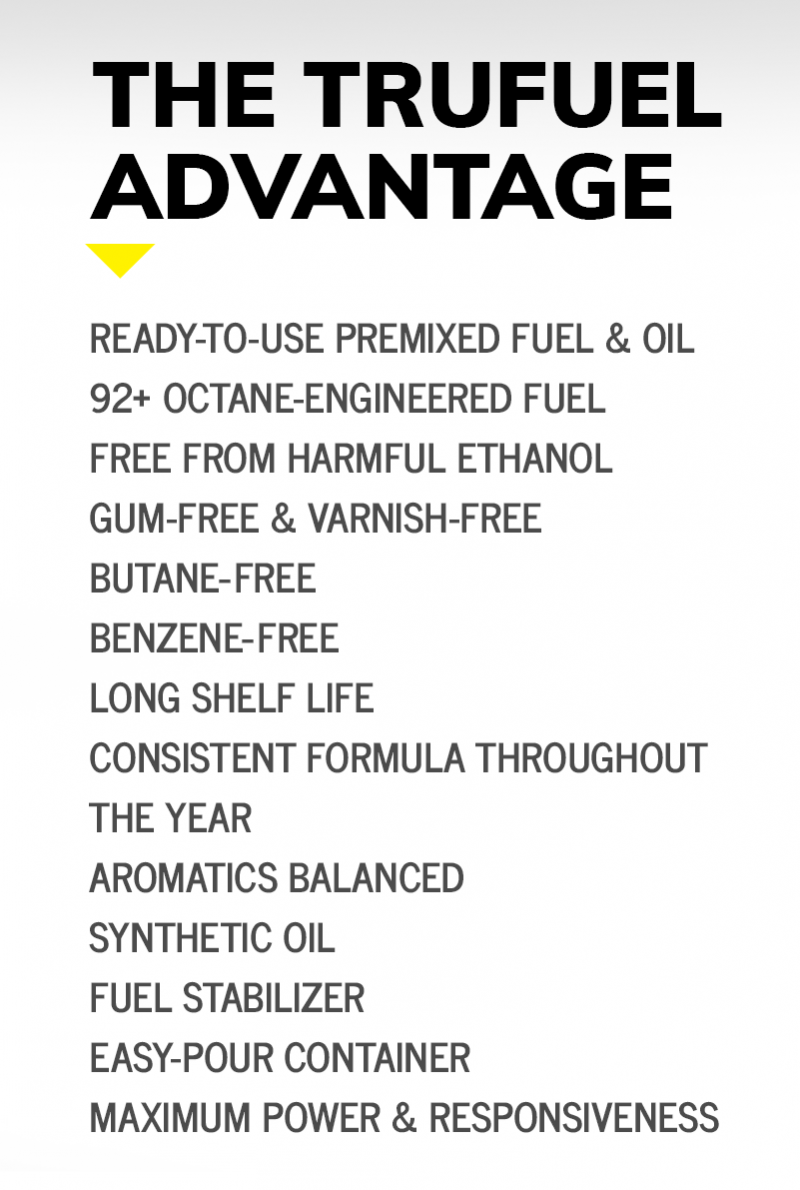 Premixed 50:1 Fuel for 2-Cycle Engines | TruFuel Premixed 2-Cycle Fuel