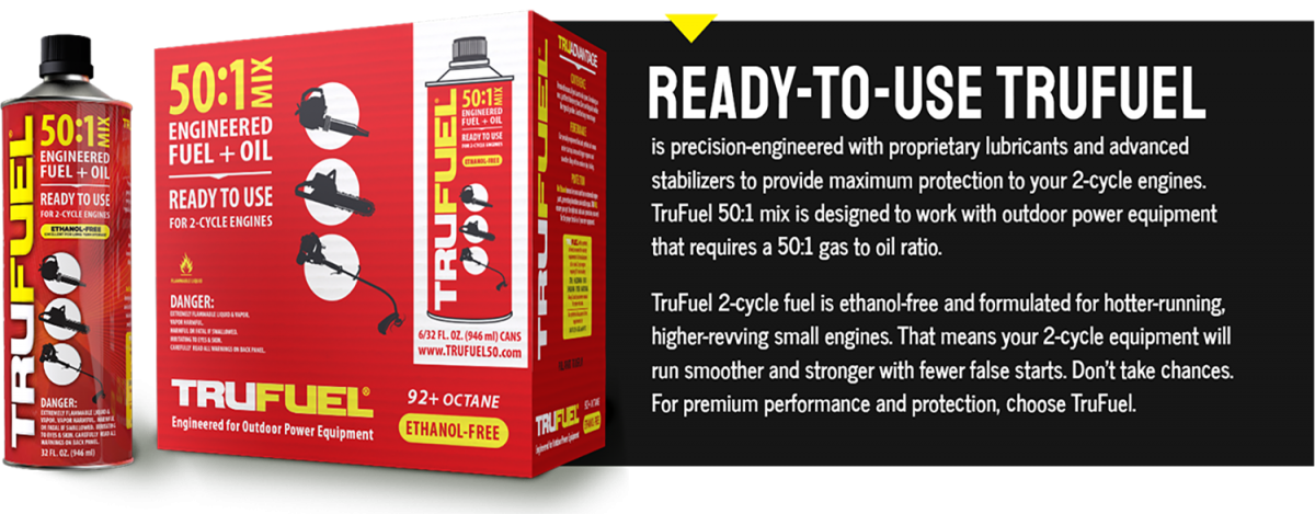 Premixed 50:1 Fuel for 2-Cycle Engines | TruFuel Premixed 2-Cycle Fuel